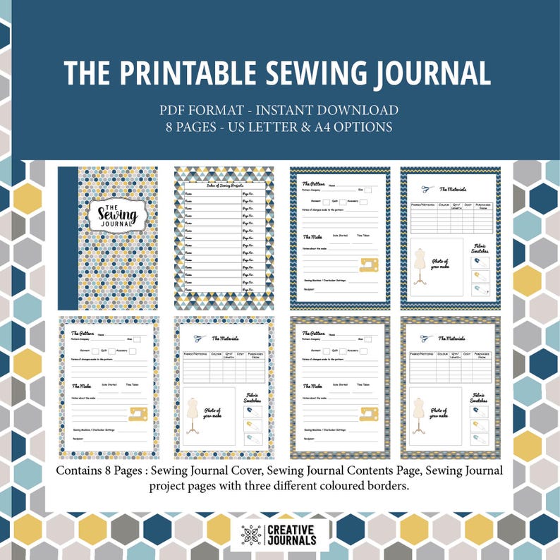 Sewing Journal | Printable | Sewing Record Book | PDF Download | Sewing ...