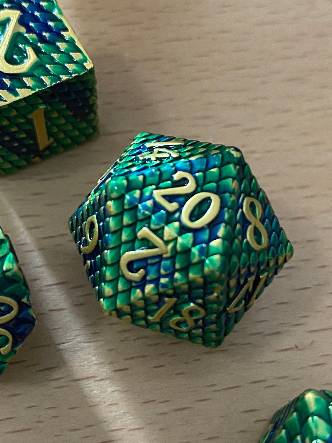 Full Solid Metal Dragon Scale Dice. Full Dice Set, Set of 7 Polyhedral ...