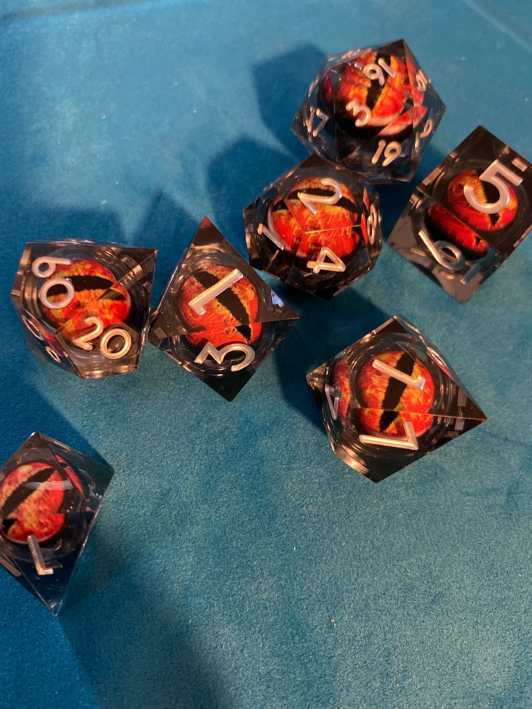 Floating Dragon Eye Dice. Set of 7 Polyhedral Dice for RPG and TTRPG - Etsy