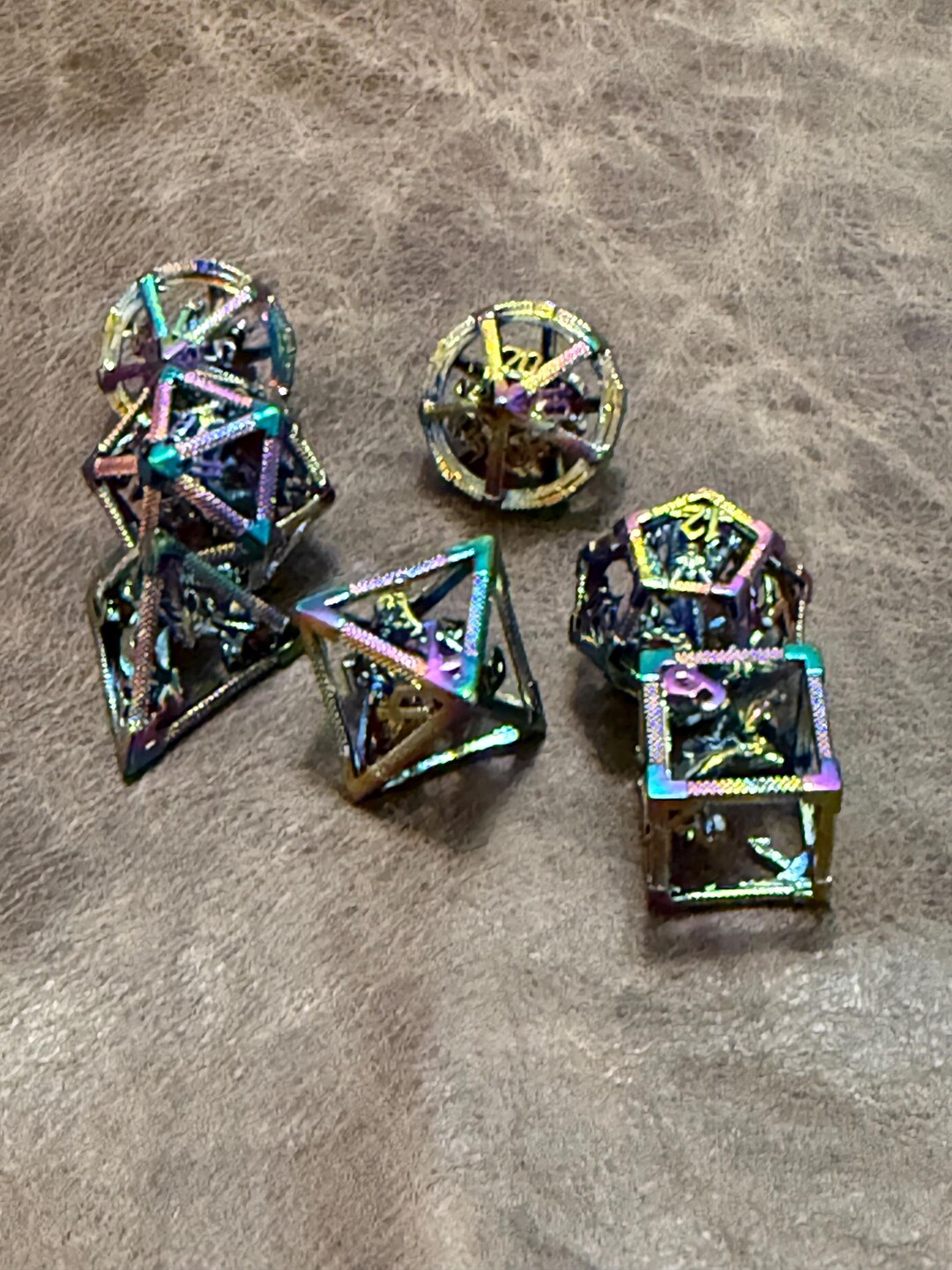 Hollow Metal 3D Full Dragon Dice. Set of 7 Polyhedral Dice for RPG and ...