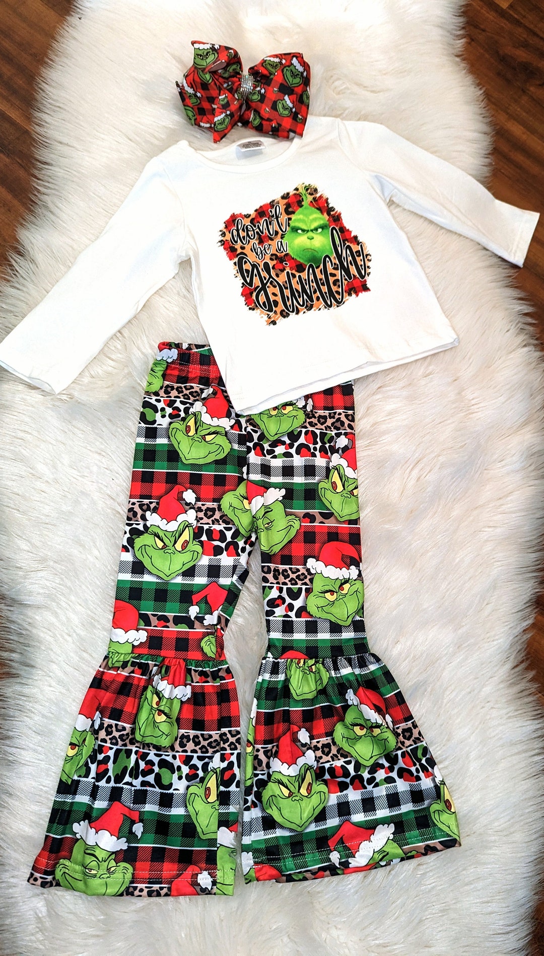 GRINCH Plaid Pattern Christmas Set - Etsy