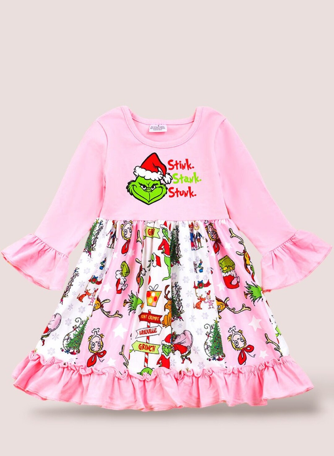 GRINCH Christmas Pink Pattern Dress - Etsy