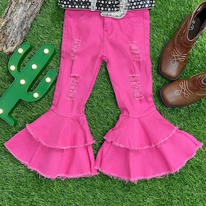 Pink Denim Bell Bottoms - Etsy