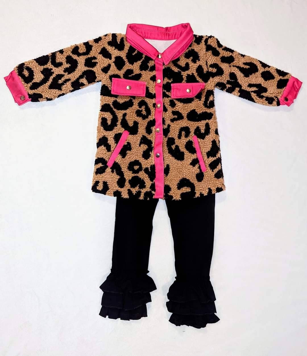 Girls Leopard Sherpa Jacket HOT PINK - Etsy