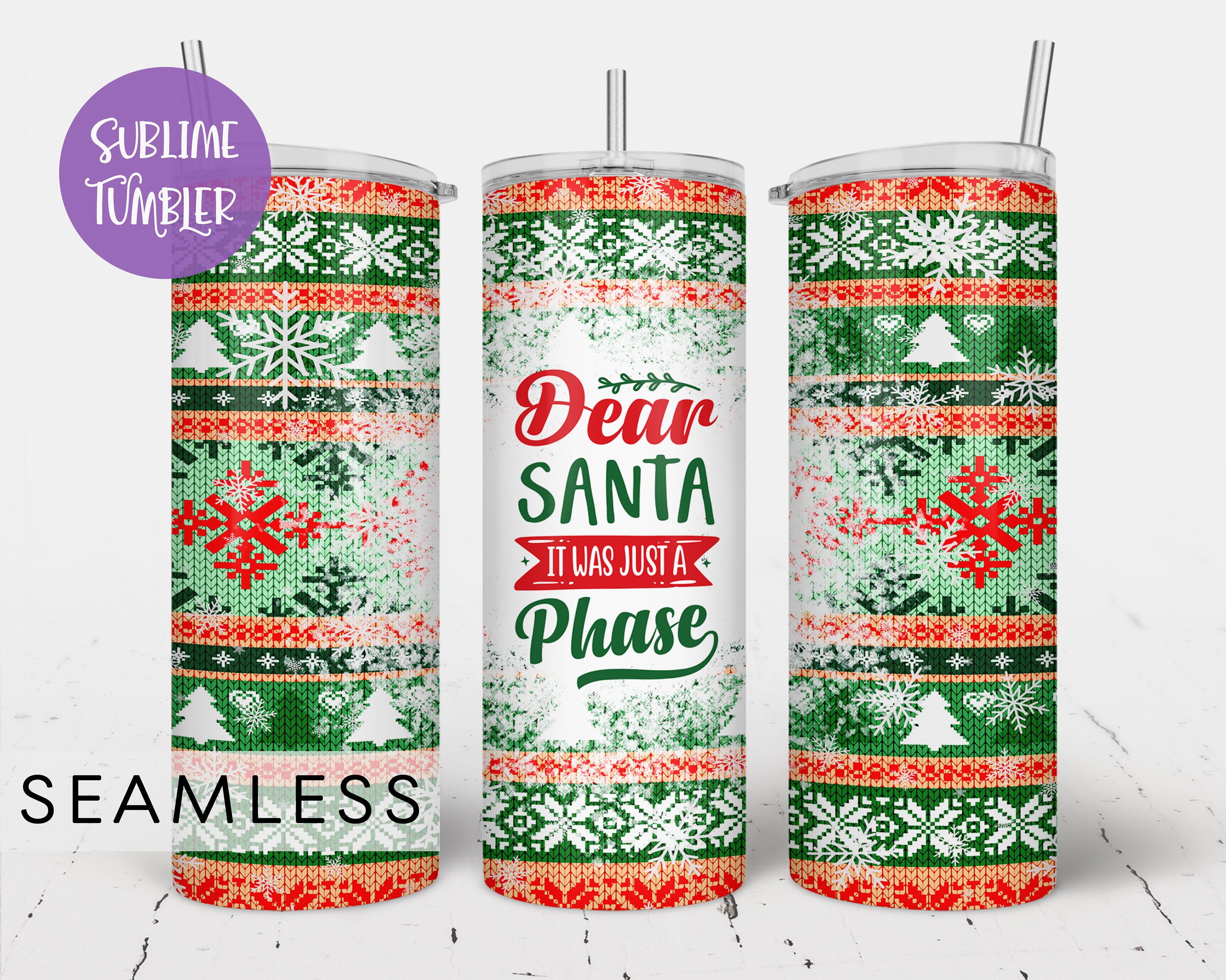 Funny Christmas Seamless Tumbler Wrap PNG With Quote 20oz - Etsy