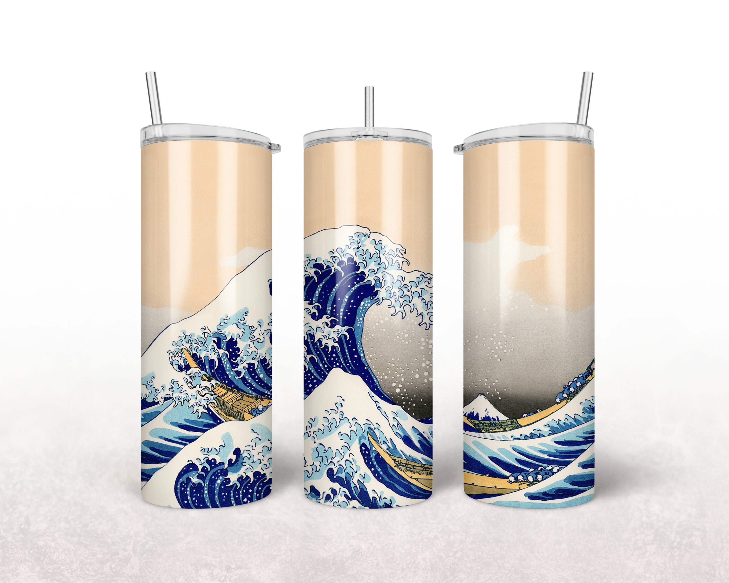 Great Wave tumbler sublimation design Seamless 20oz skinny | Etsy