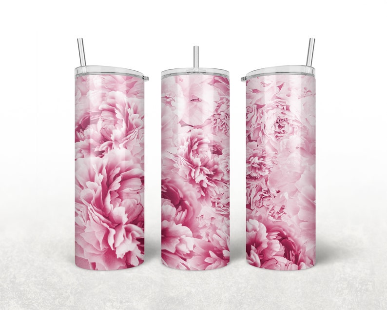 Pink Floral Tumbler Sublimation Design 20oz Skinny 30oz - Etsy