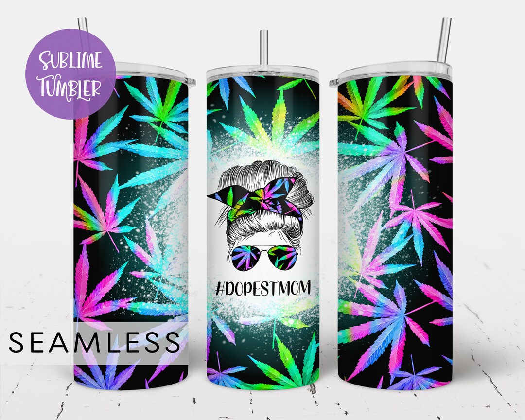 Dopest Mom Bun Sublimation Design Download 20oz Skinny Tumbler Seamless Template Colorful ...
