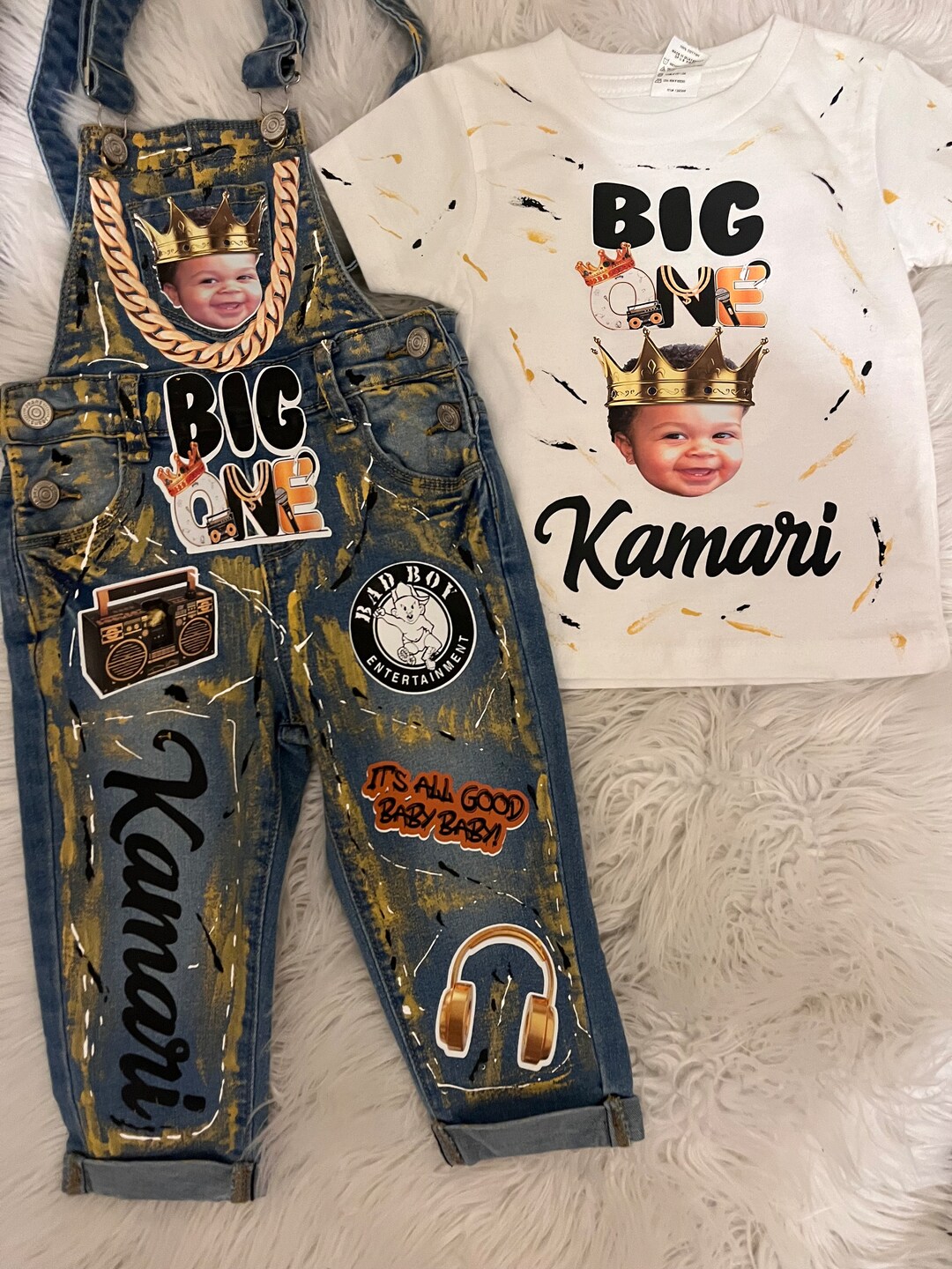 The Notorious BIG ONE Overalls and Shirt Front and Back Toddler Kid ...