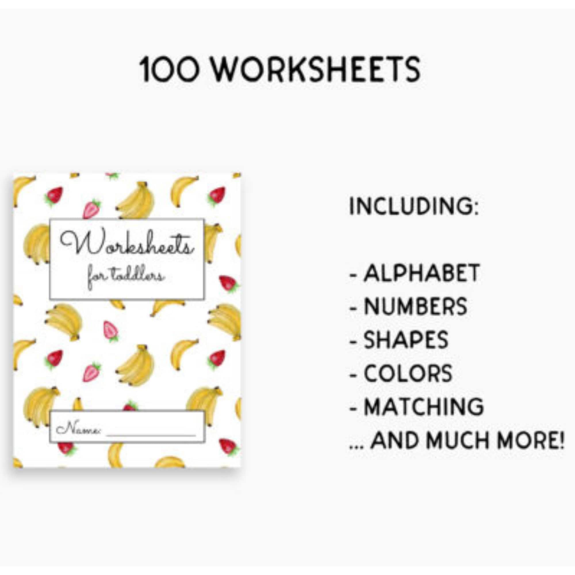 Toddler Workbook | Worksheets | Ages 2-4, 100 Pages Printable PDF - Etsy