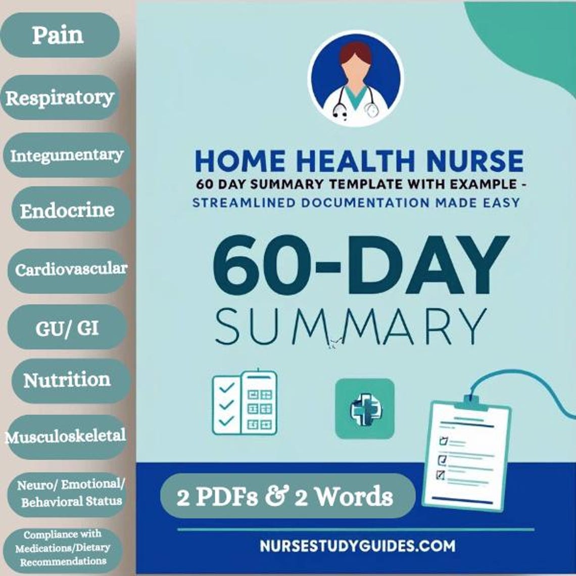 Home Health Nursing Documentation: 60 Day Summary Template and Example ...