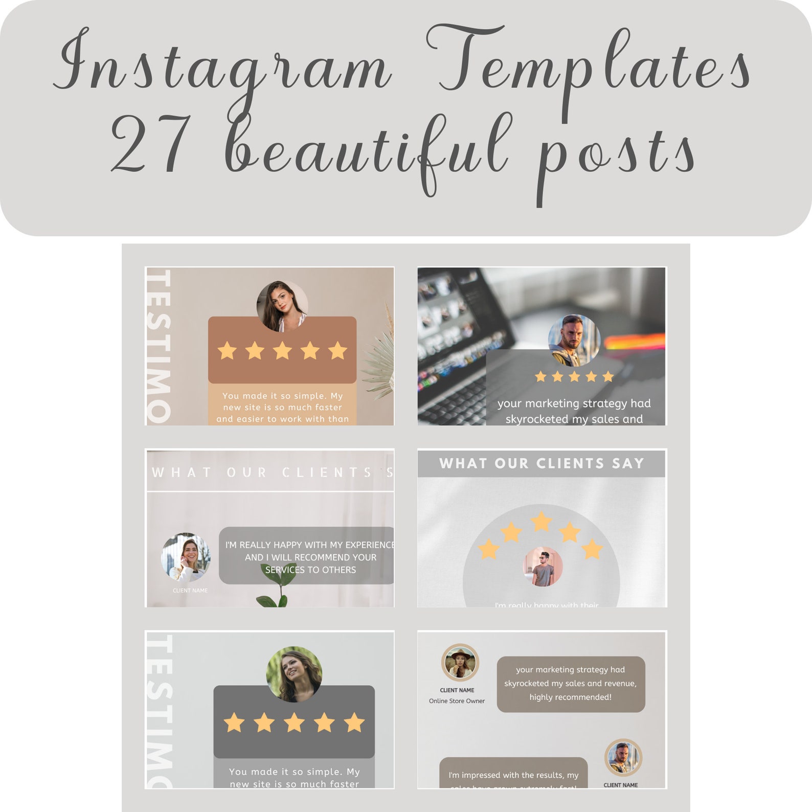 Client Testimonial Posts Templates | Entrepreneur Social Media Posts ...