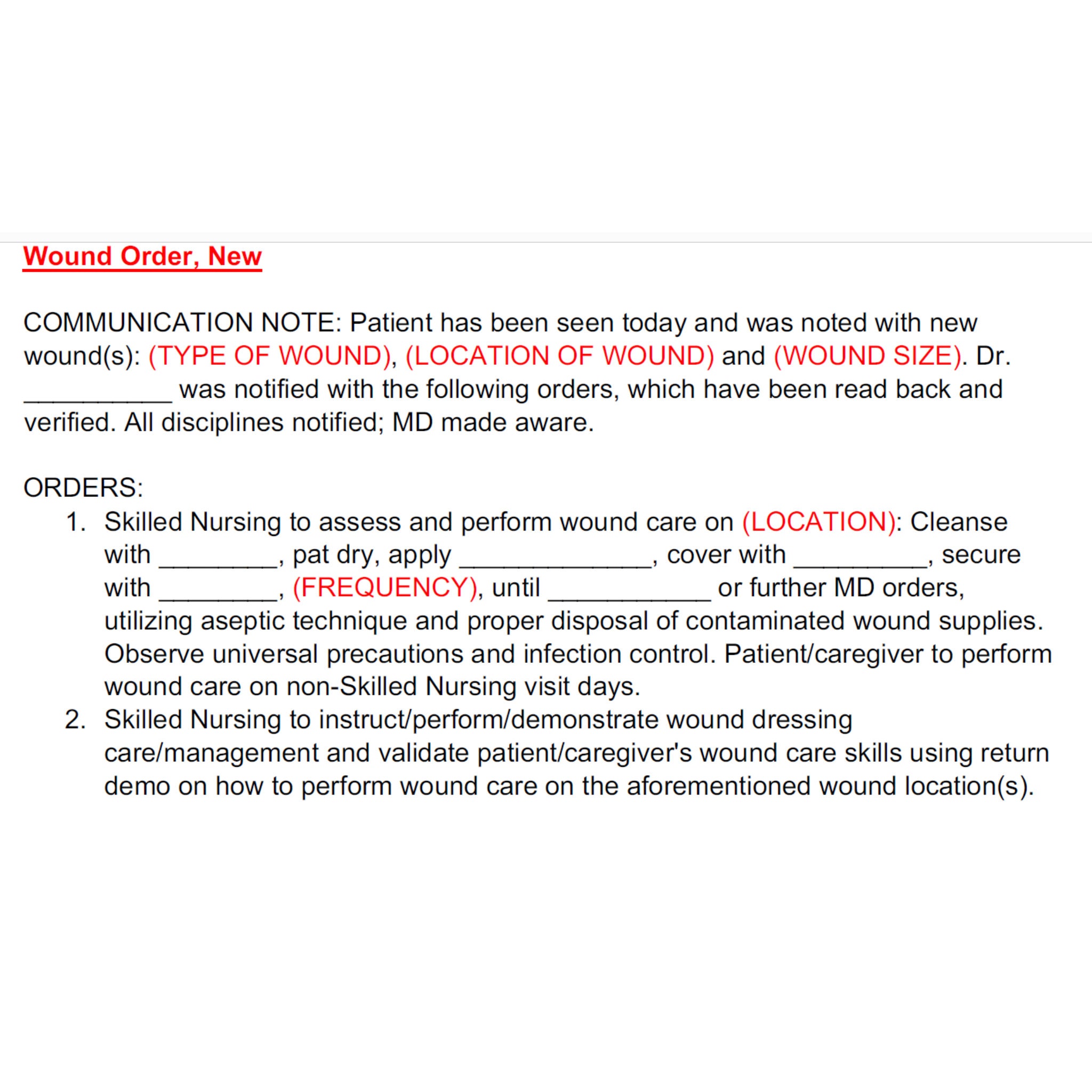 Home Health Nurse Templates - Bagging Technique, Documentation Plan ...