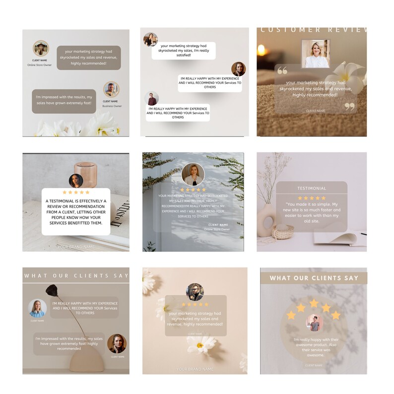 Client Testimonial Posts Templates | Entrepreneur Social Media Posts ...