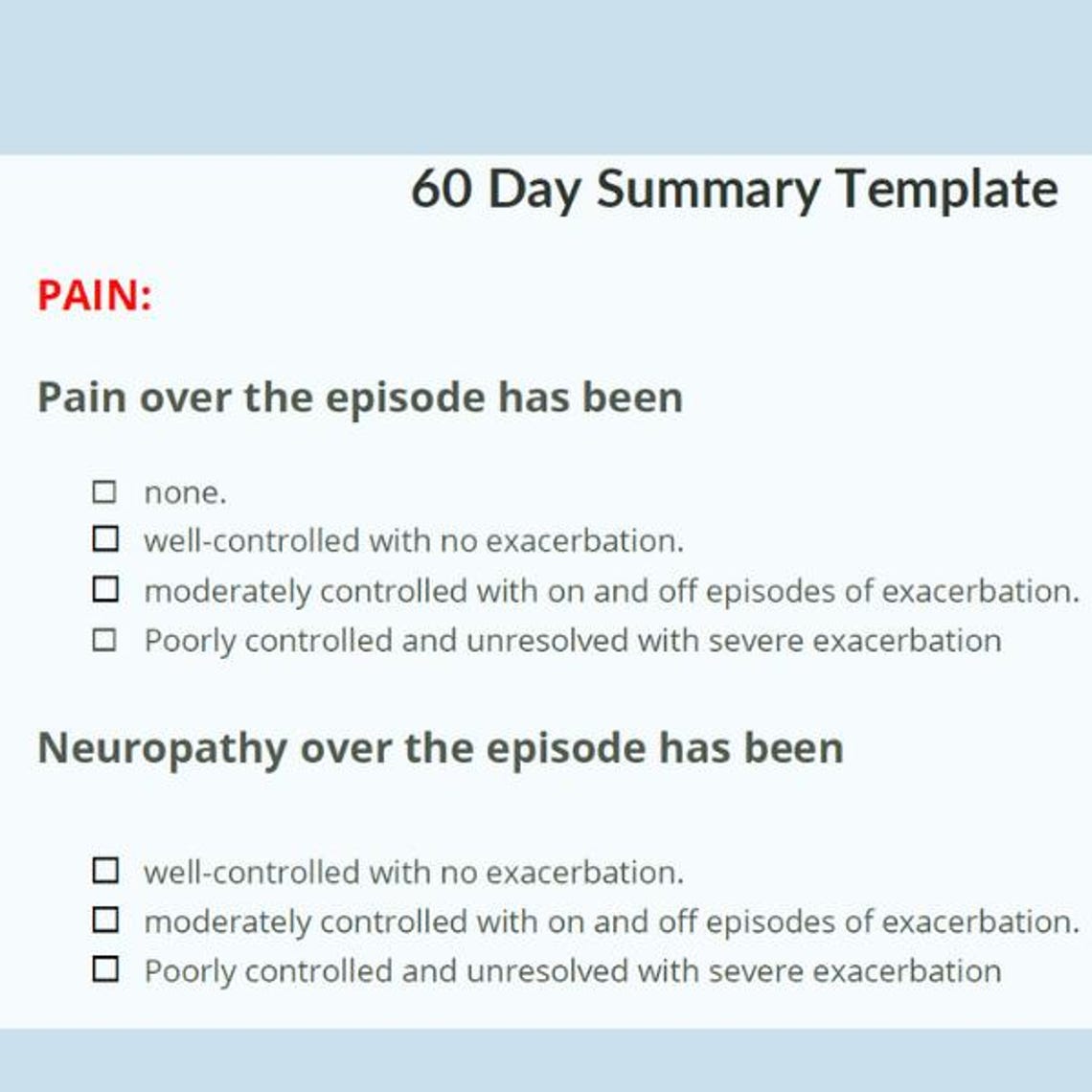 Home Health Nursing Documentation: 60 Day Summary Template and Example ...