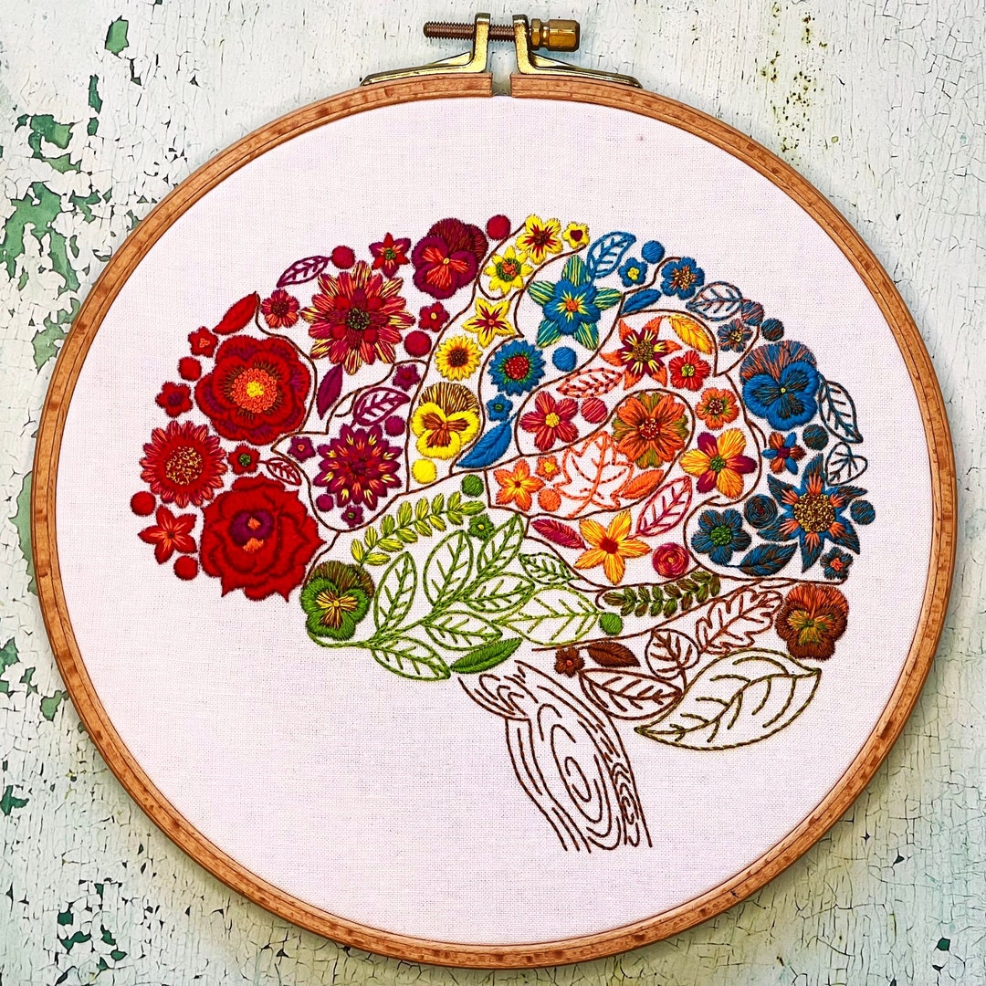 Floral Brain - Embroidery Pattern PDF - Digital Download - Etsy