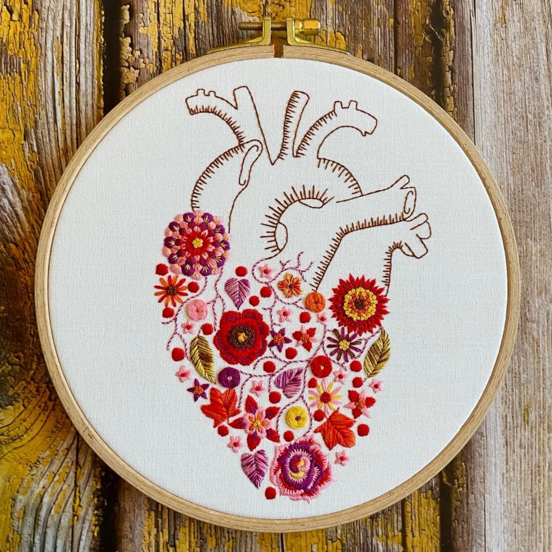 Floral Heart - Embroidery Pattern PDF - Digital Download - Etsy