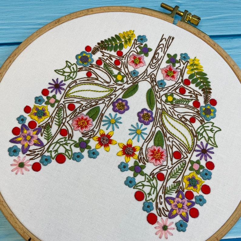 Floral Lungs - Embroidery Pattern PDF - Digital Download - Etsy Australia