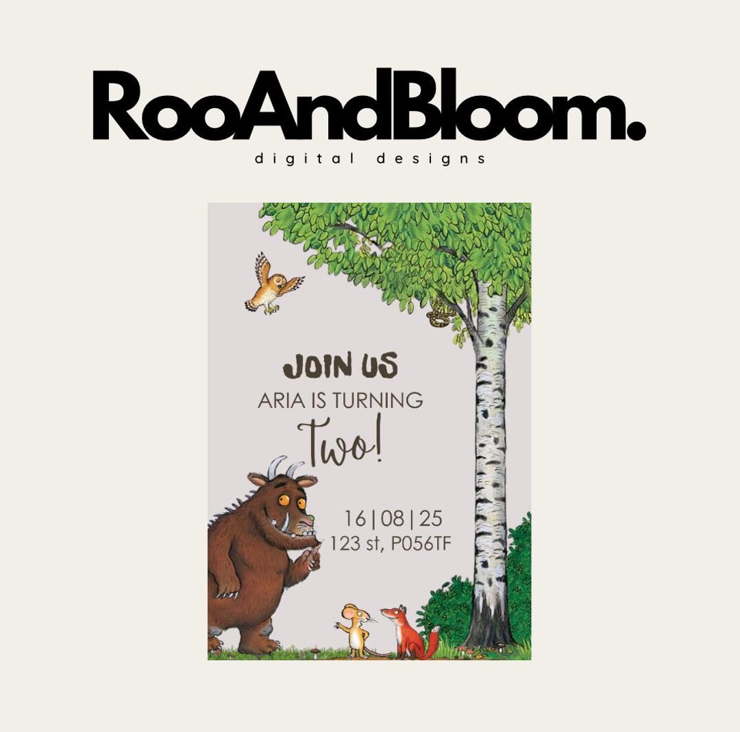 Gruffalo Birthday Invitation: Julia Donaldson Theme - Etsy