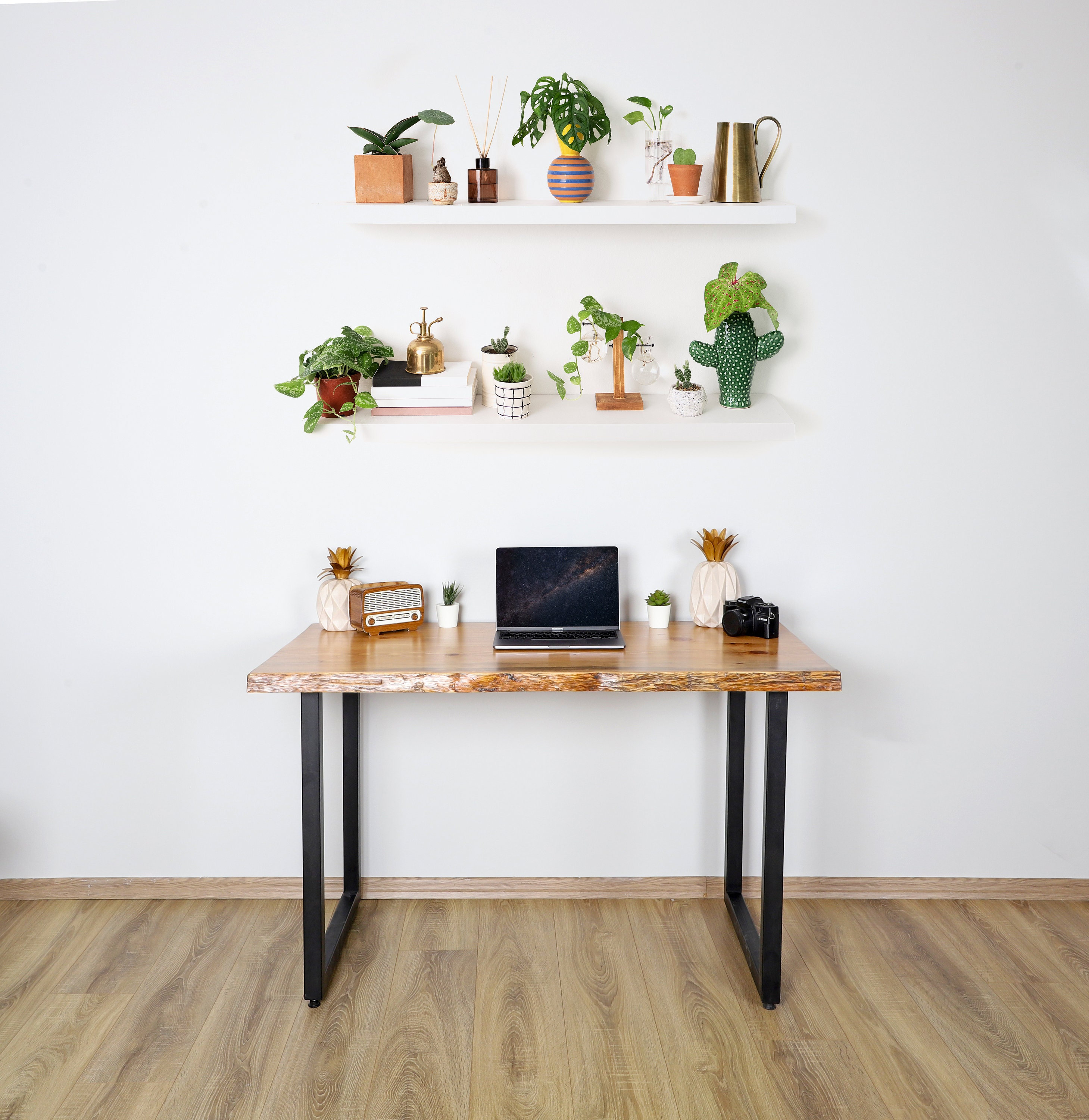 Desk Live Edge Desk Wood Computer Desk Home Office Desk Mid century Modern Desk Writing Desk With U shaped Legs Etsy