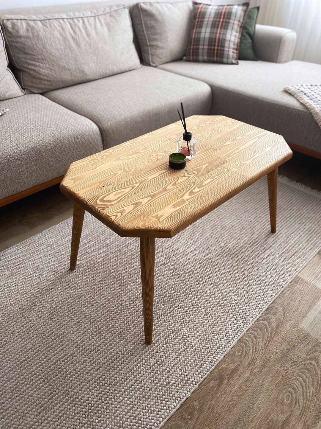 Rectangular Coffee Table, Smooth Corner Coctail Table, Vintage Wood ...