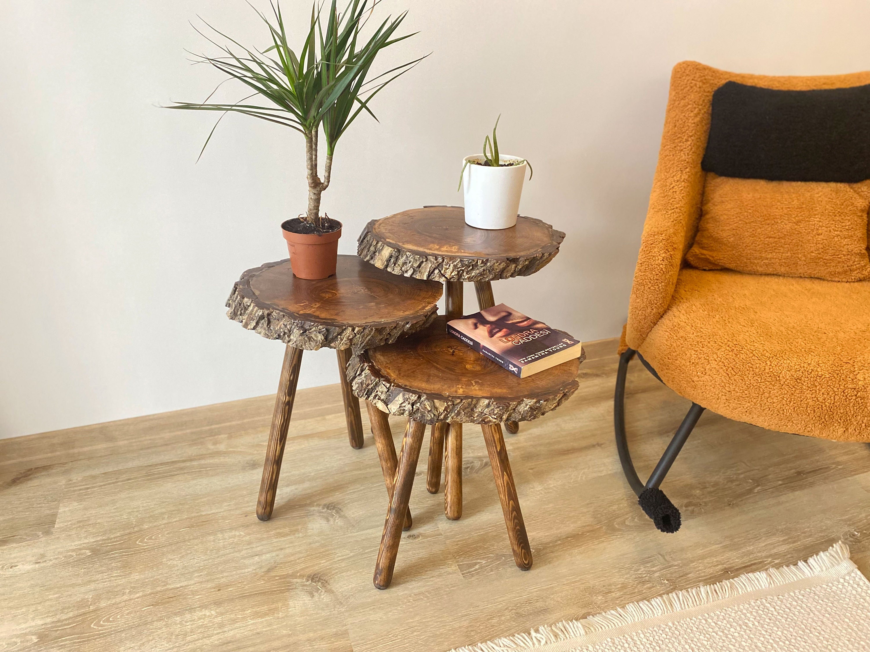 Side Table,walnut Round End Table, Solid Wood Walnut Coffee Table ...