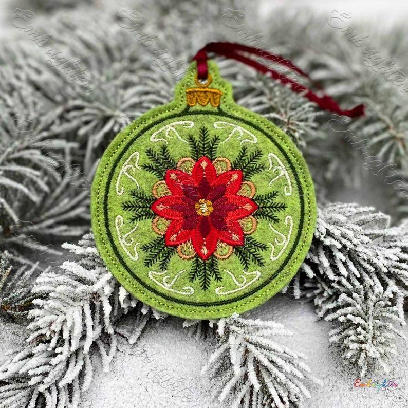 Christmas Floral Ornament ITH Embroidery Design Set - Etsy
