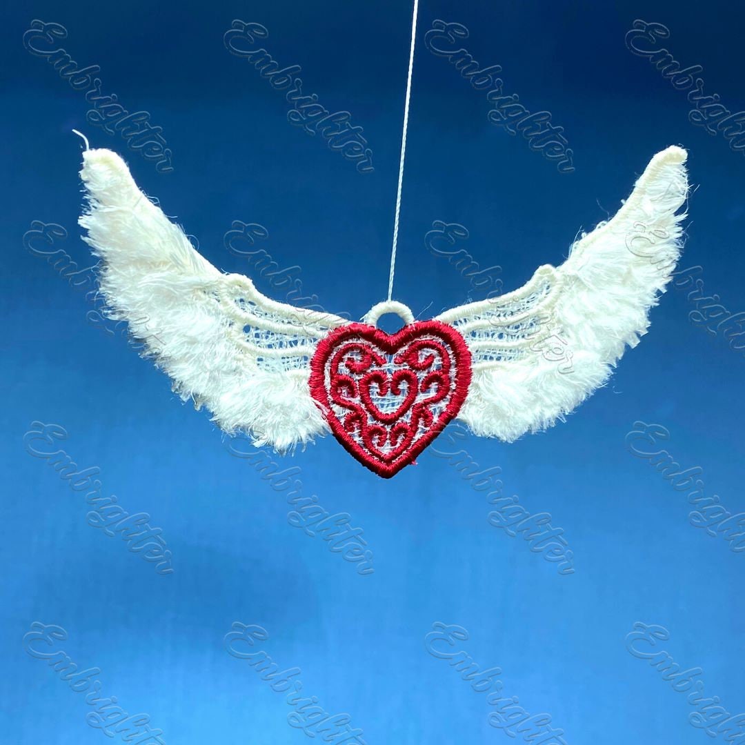 FSL Heart With Fluffy Wings Machine Embroidery Design - Etsy