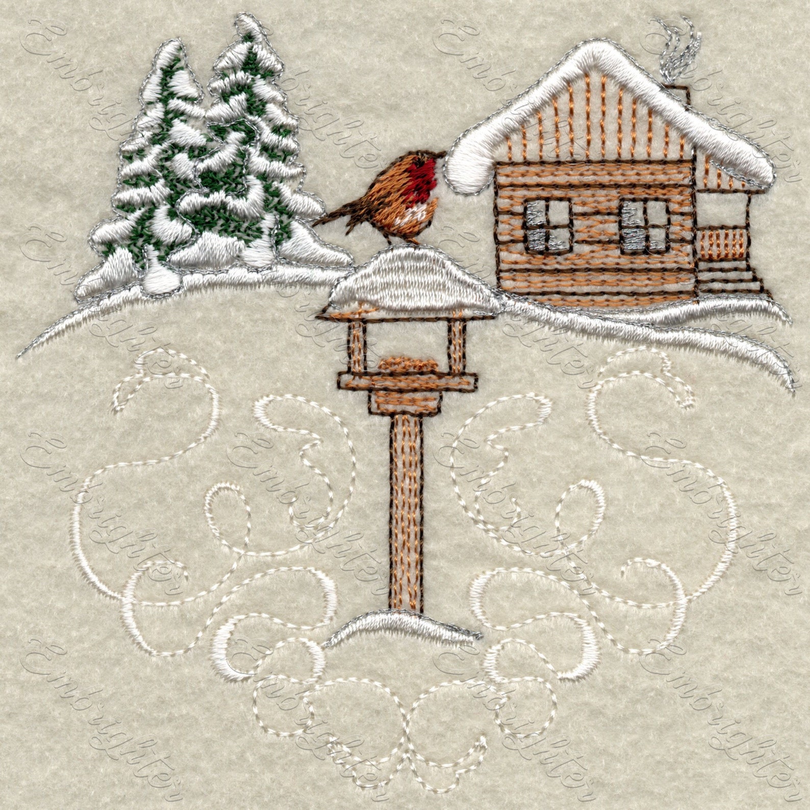 Winter Landscape With Robin Embroidery Design - Etsy