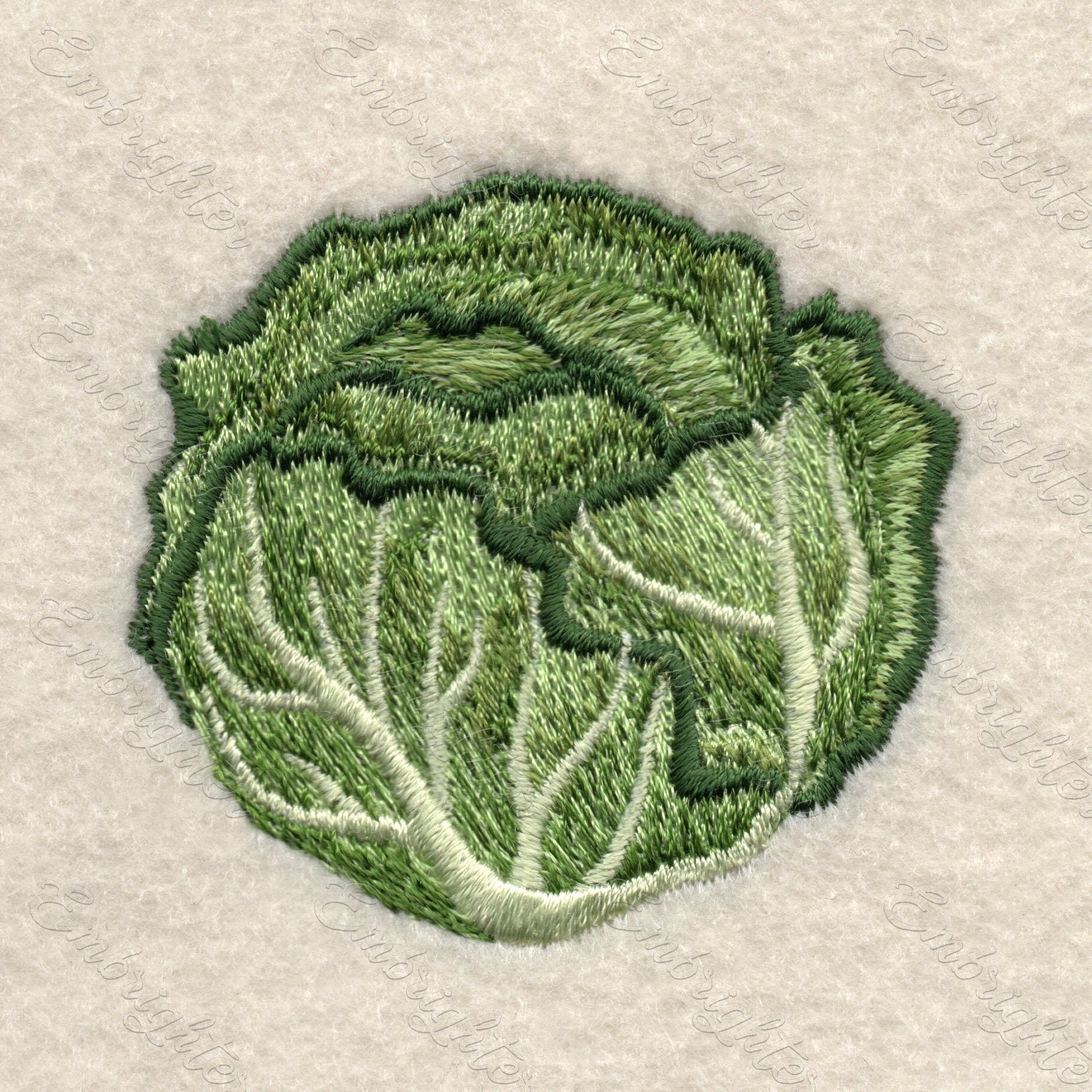 Green Cabbage Vegetable Machine Embroidery Design | Etsy