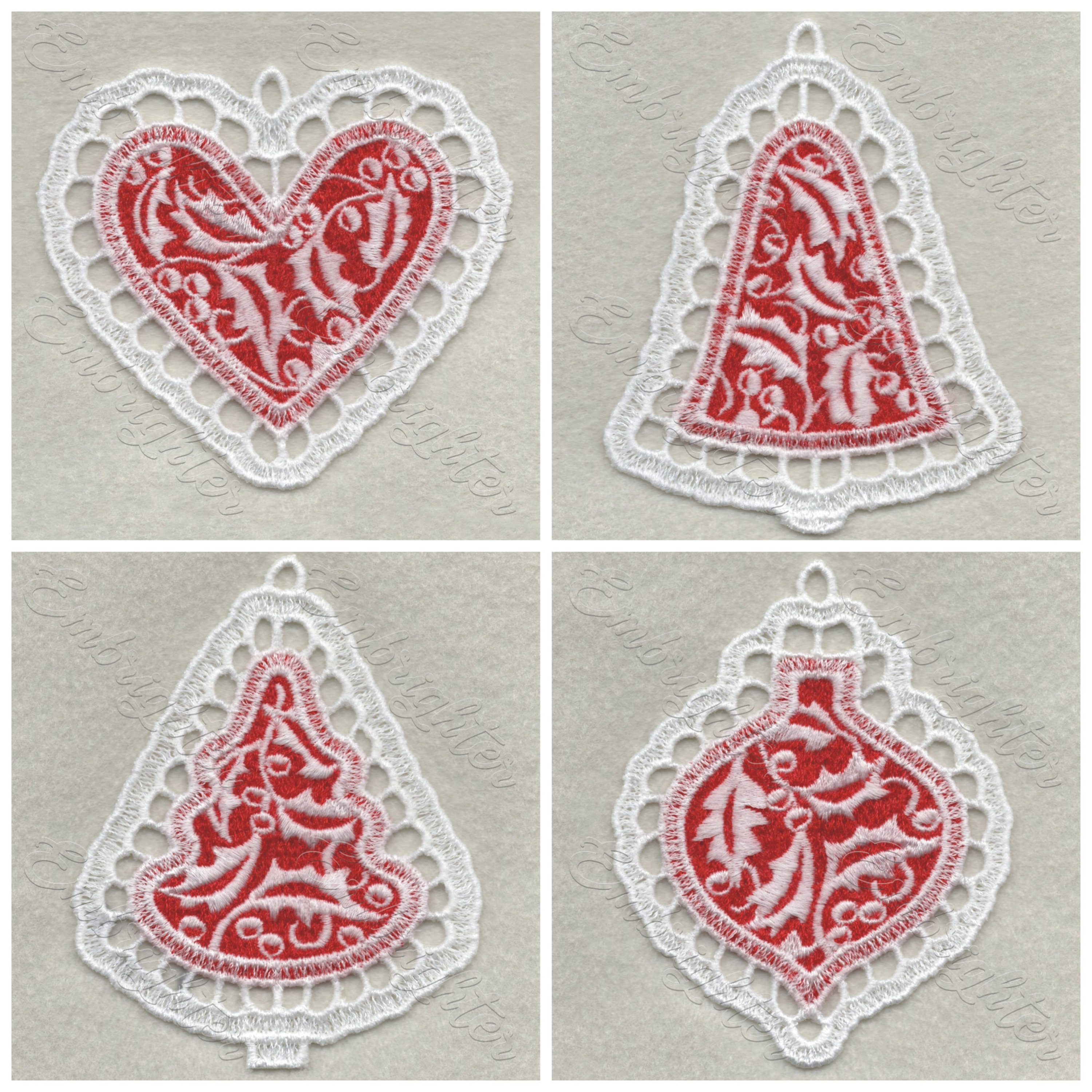 Christmas FSL Ornament Set Machine Embroidery Design - Etsy