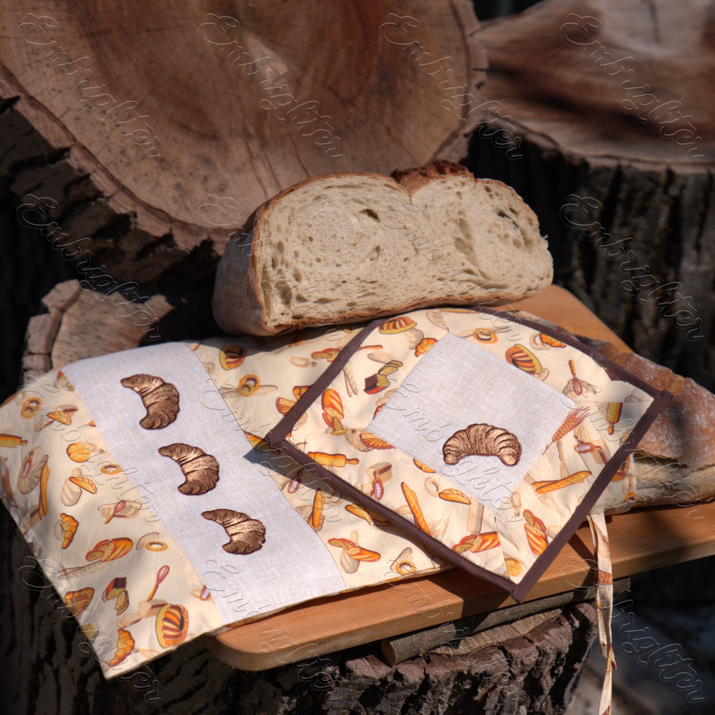 Butter croissant machine embroidery design | Etsy