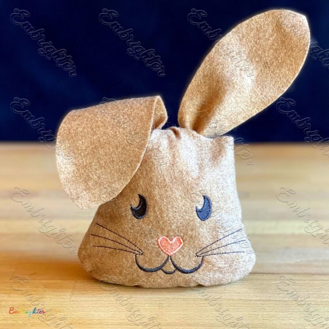 Easter Bunny Face Shaped Treat Bag ITH Machine Embroidery Design ...