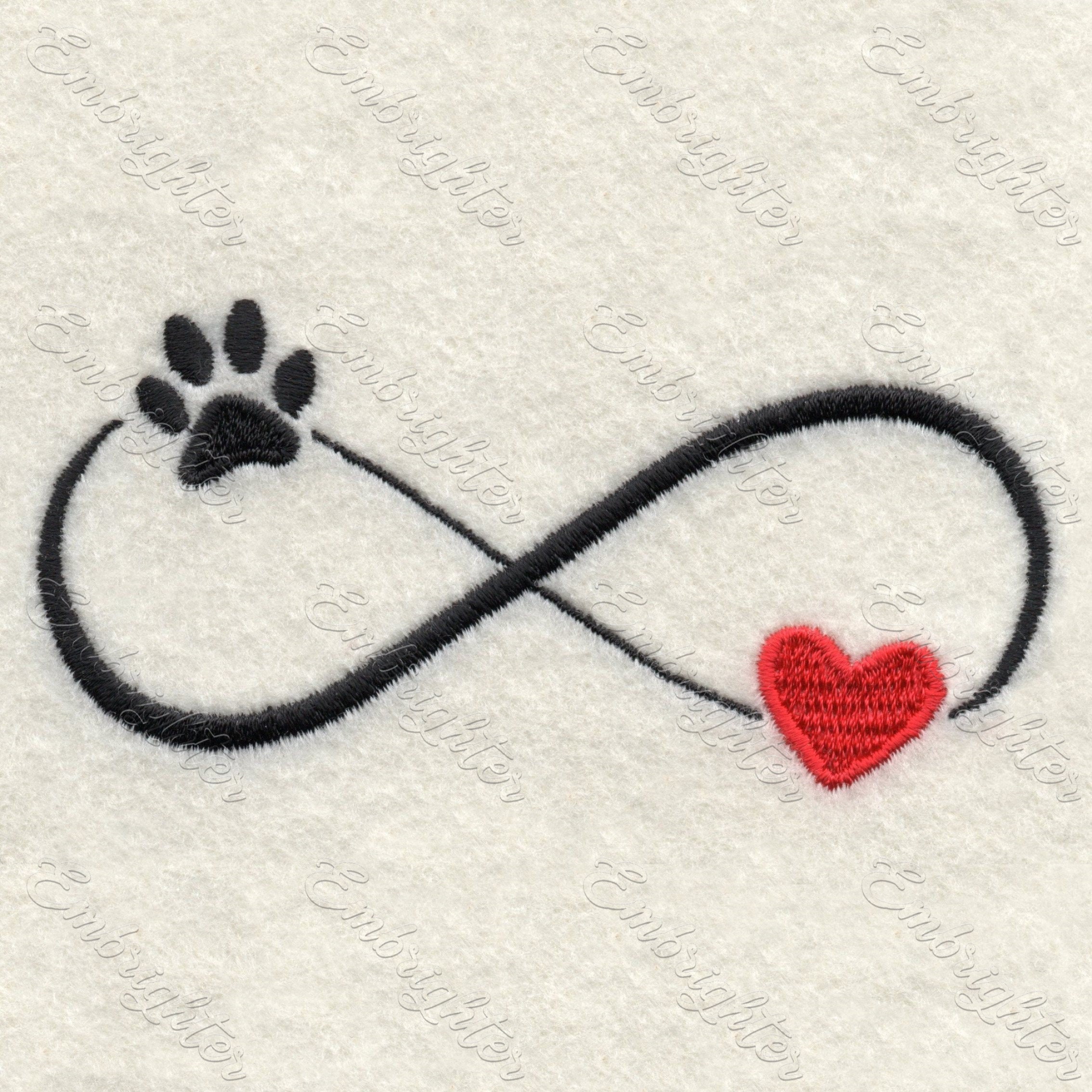 Heart and Dog Paw in Infinity Sign Machine Embroidery Design | Etsy