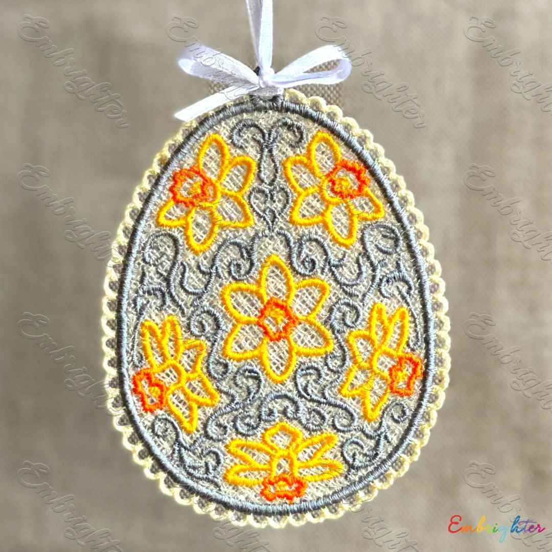 FSL Daffodil Easter Egg Embroidery Design - Etsy