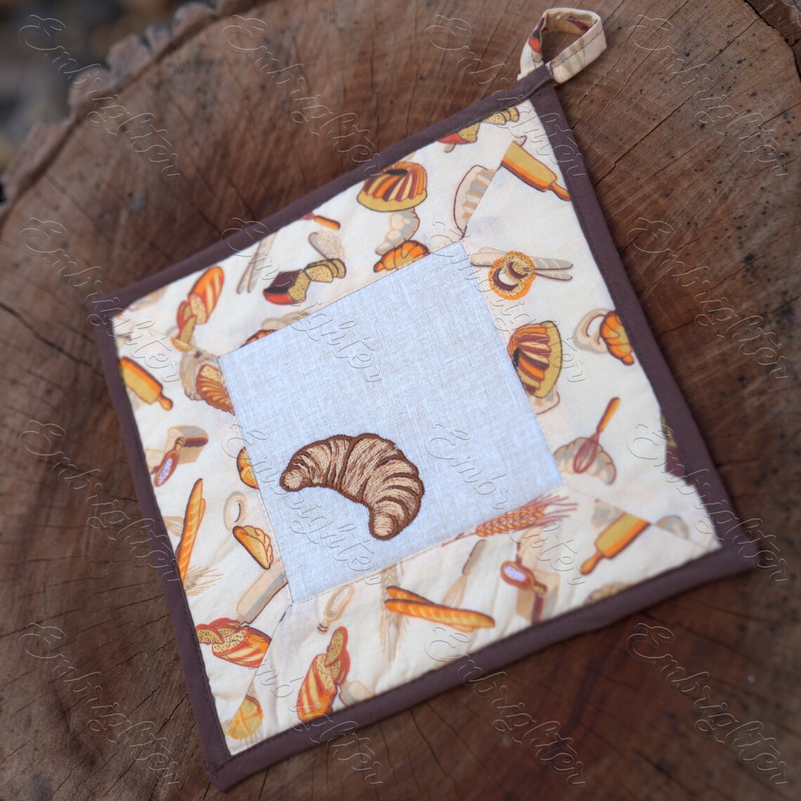 Butter croissant machine embroidery design | Etsy