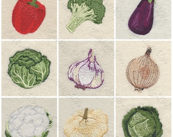 Half fruits and vegetables set machine embroidery design | Etsy