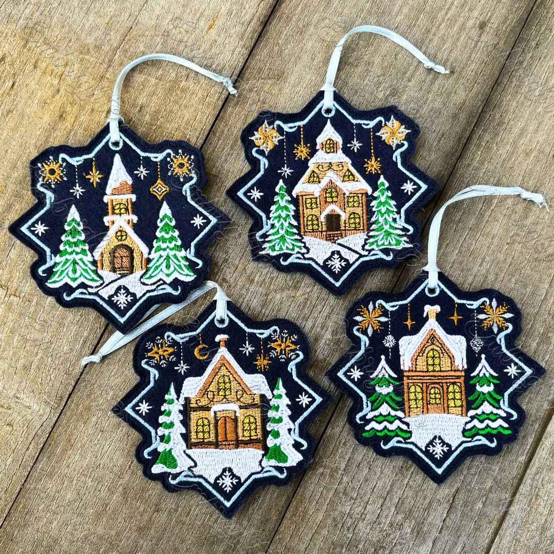 Winter Village Ornament ITH Embroidery Design Set - Etsy