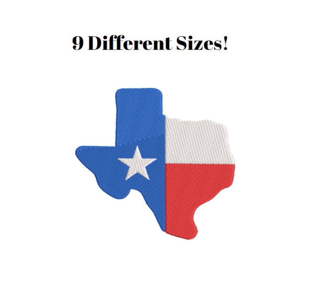 Texas Flag Embroidery Design - Texas State Red White and Blue Digital ...
