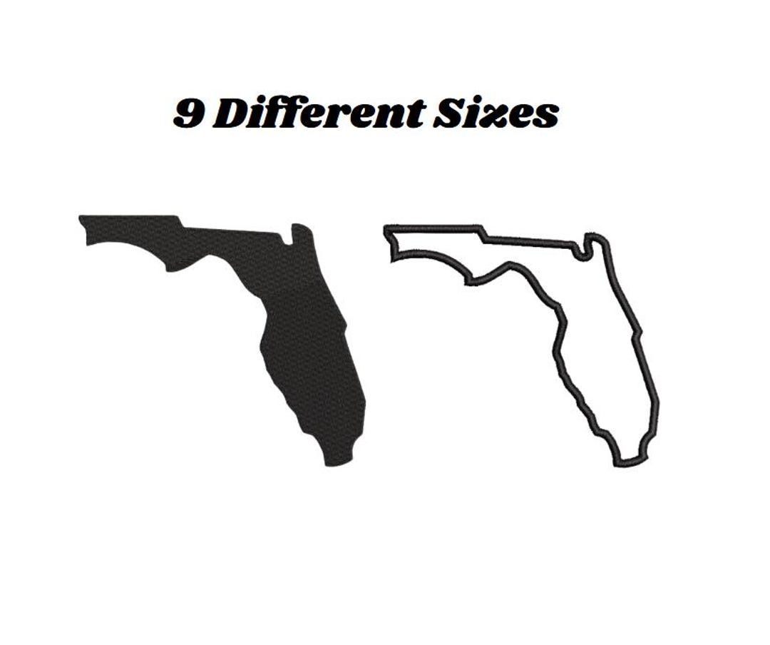 Florida Embroidery Design - Florida State Silhouette and Applique ...