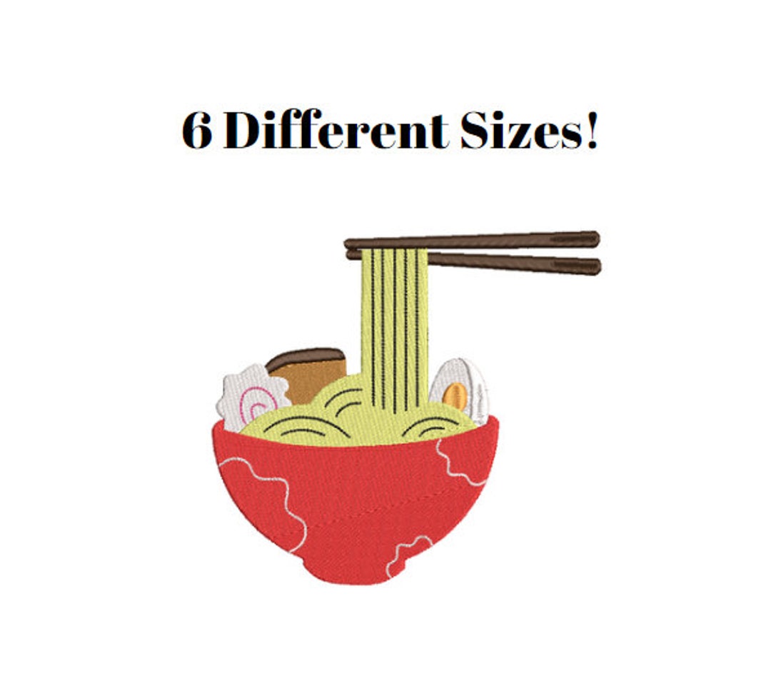 Ramen Embroidery Design - Noodles Digital Design - Anime Machine Design ...