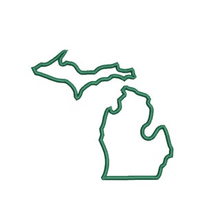 Michigan Embroidery Design - Michigan State Silhouette and Applique ...