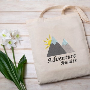 Adventure Awaits Embroidery Design - Mountains Digital Design ...