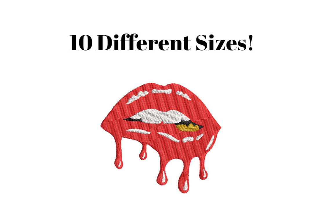 Glossy Lips Embroidery Design - Rapper Gold Grill Digital Design ...