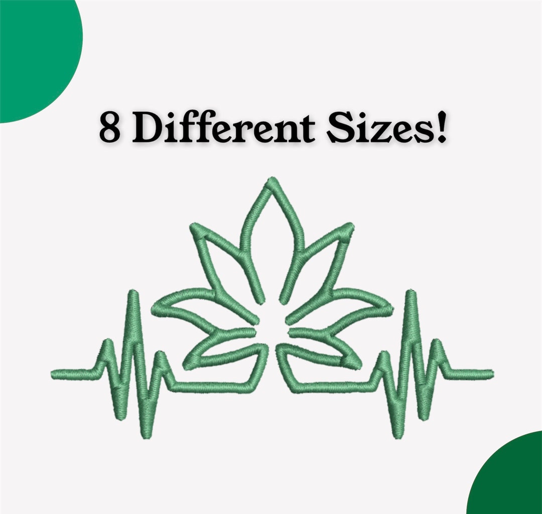 Weed Embroidery Design Heartbeat Digital Design Machine Embroidery ...