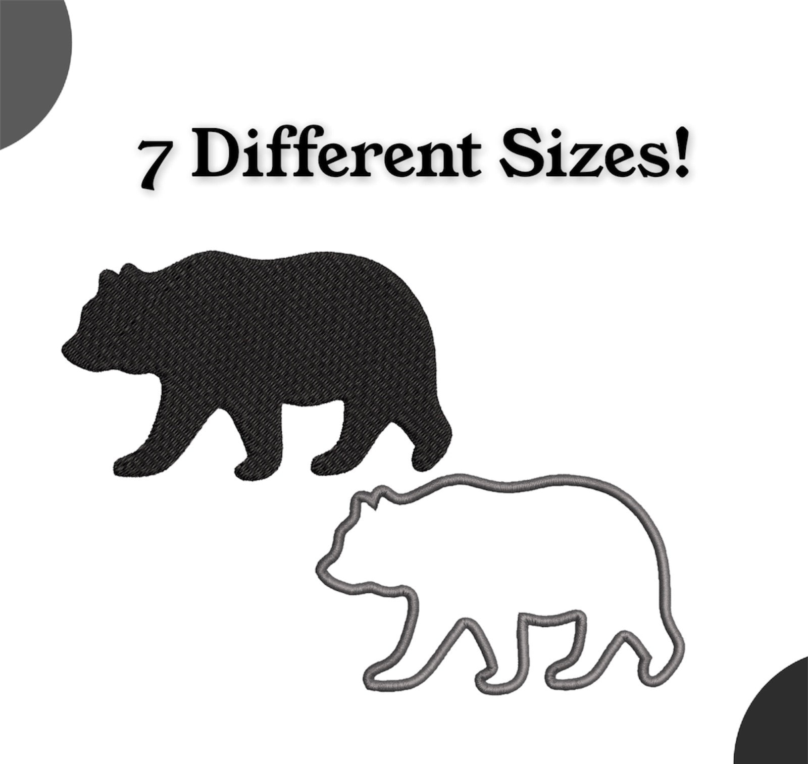 Bear Embroidery Designs Bear Silhouette and Outline Digital Design ...