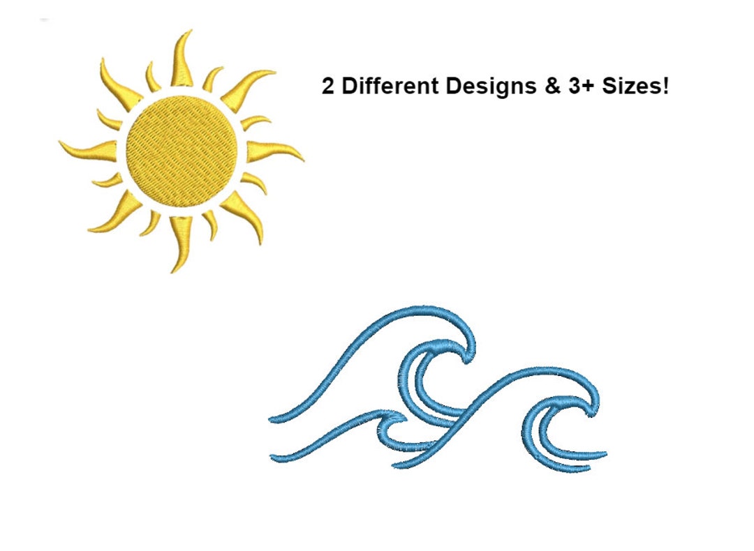 Wave Embroidery Design - Sun Digital Design - Ocean Machine Embroidery ...