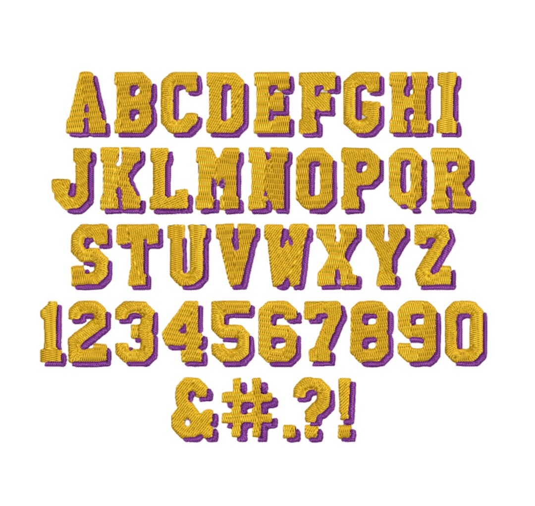 College Font Embroidery Design - Varsity Font Digital Design - BX ...