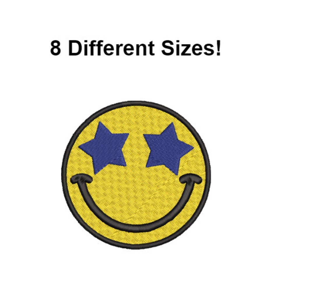 Smiley Face Embroidery Design - Star Digital Design - Stars Machine Embroidery Designs - Patch ...