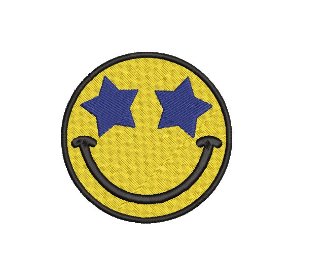 Smiley Face Embroidery Design Valentine's Day Digital Design Heart Eyes Machine Embroidery ...